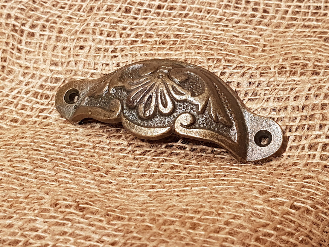 Antique Brass Cup Pull Handle | Fancy Slim Design – Spearhead & Company